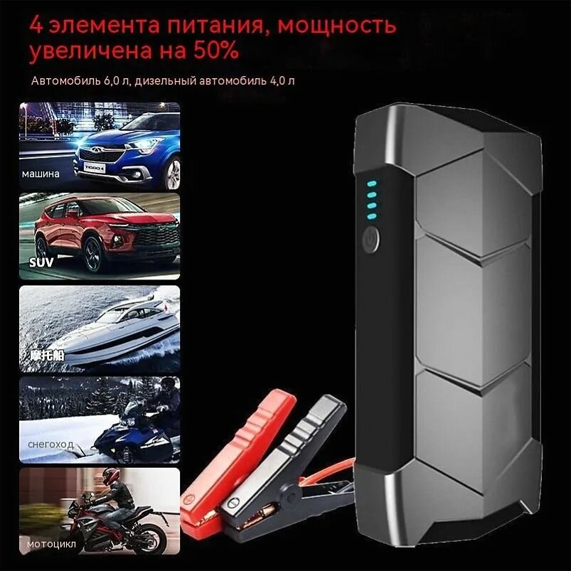 Пуско-зарядное устройство 8000 мАч 400 А для автомобиля с кабелем Type-C