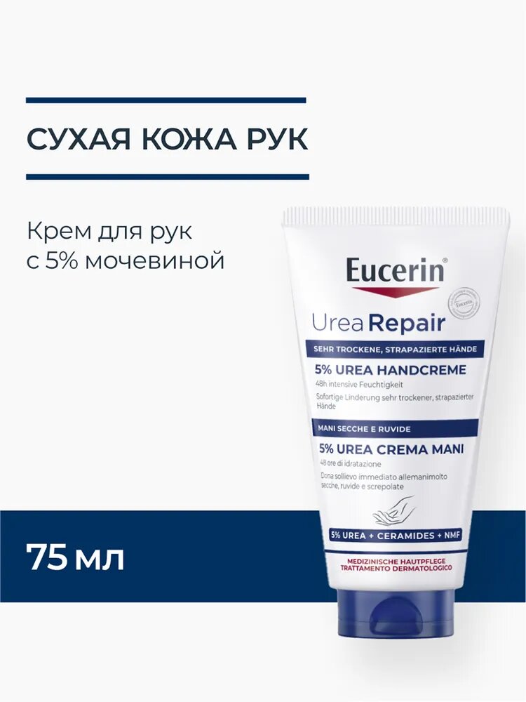 Eucerin UreaRepair Увлажняющий крем для рук туба, 75 мл
