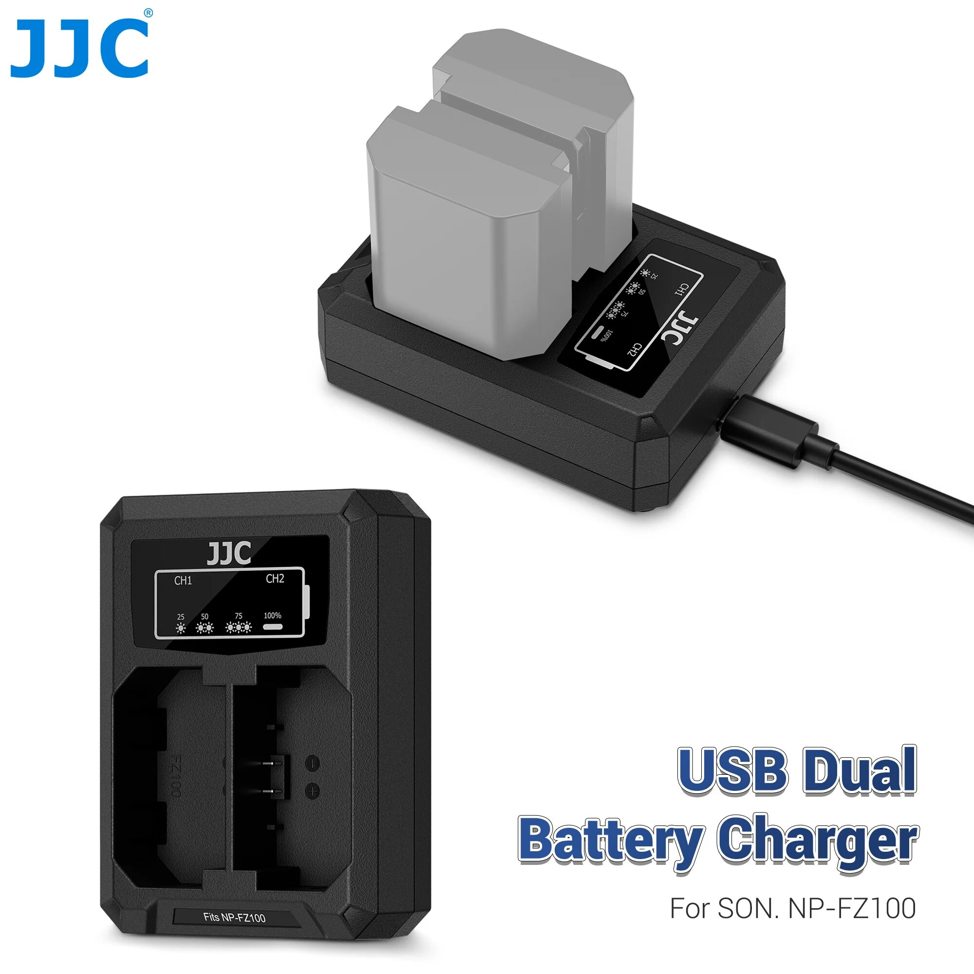 Зарядное Устройство JJC NP-FZ100 USB-C Для Sony A6700 A6600 A7V A7IV A7C II A7R V IV III ZV-E10 II A7CR A7R V - Компактное Ус.