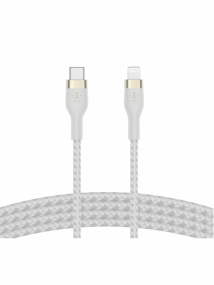 Кабель Belkin BoostCharge PRO Flex USB-C-Lightning Braided Silicone Cable. Длина: 1м. Цвет: белый