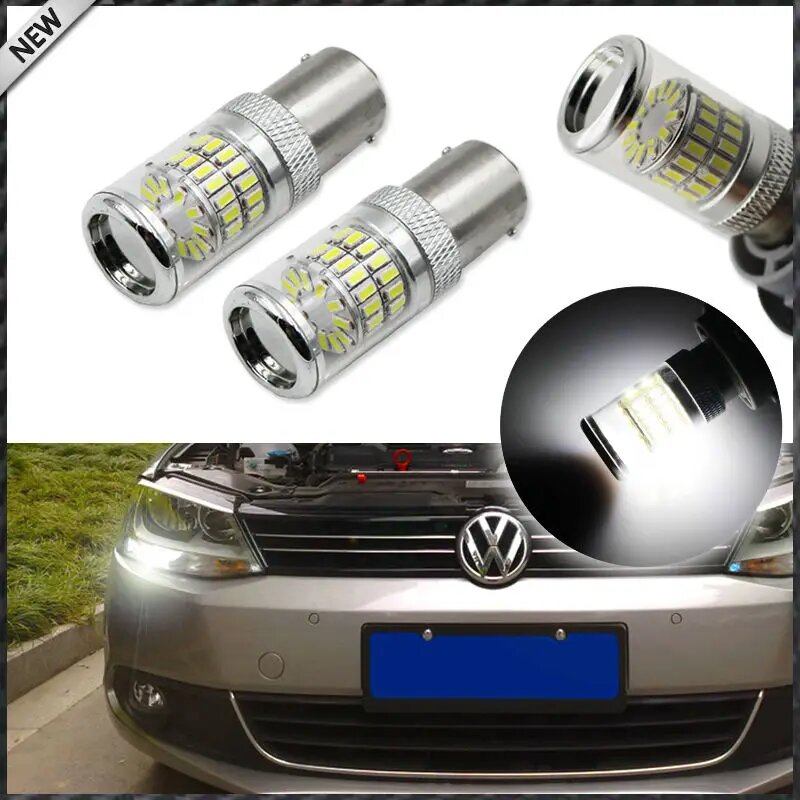 (2) CANbus безошибочные HID белые 1156 48-SMD зеркальные отражатели светодиодные лампы для Volkswagen MK6 Jetta 2011-2017 дневных ходовых огней