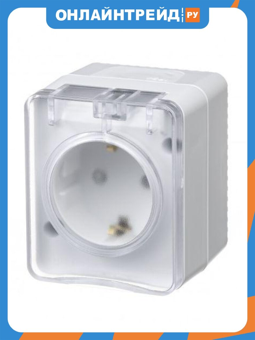 Розетка Systeme Electric (schneider Electric) SCHNEIDER ELECTRIC AtlasDesign PROFI IP54 O/У с заземлением, со шторками, 16А, 250B, Белый, ATN540145