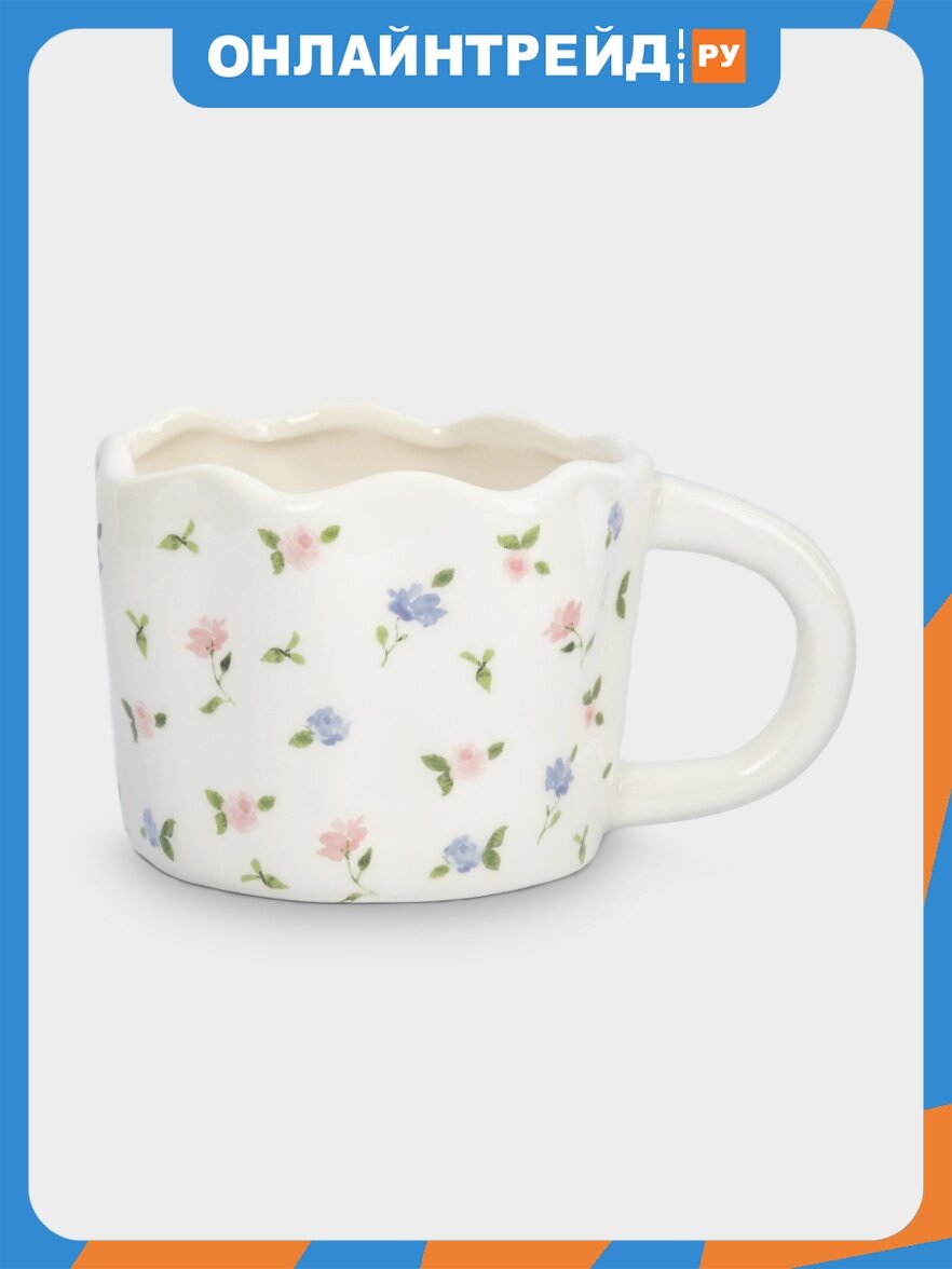 Кружка Anna Lafarg Mint flowers 460 мл, керамика, молочная, Нежные цветы (ANLAF-XIA-15052-1)