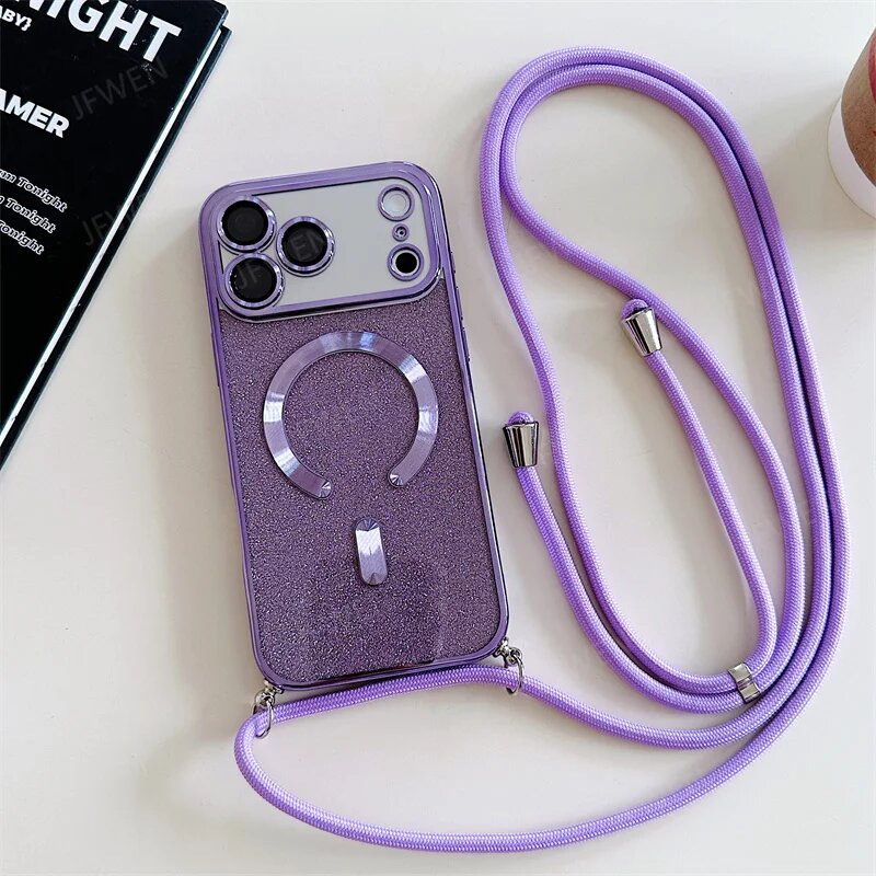 Чехол на iPhone 13 с ремешком, фиолетовый, Light Purple, MagSafe