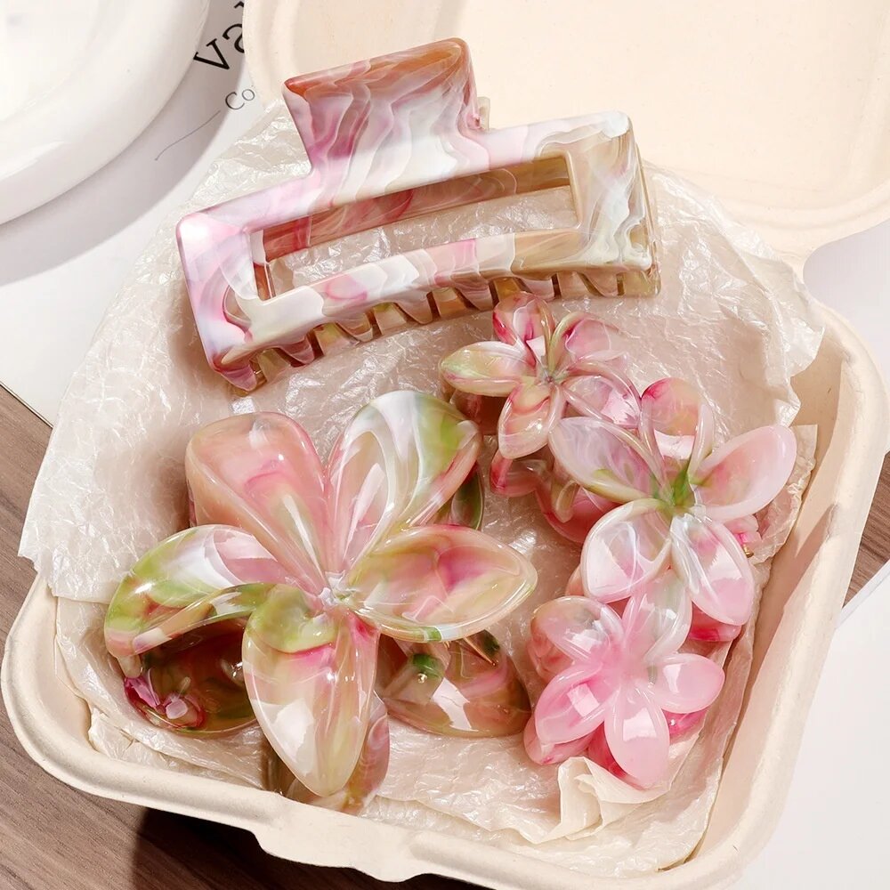 FORWOT Заколки-крабы для волос 3 шт. Розовый, 5 pink