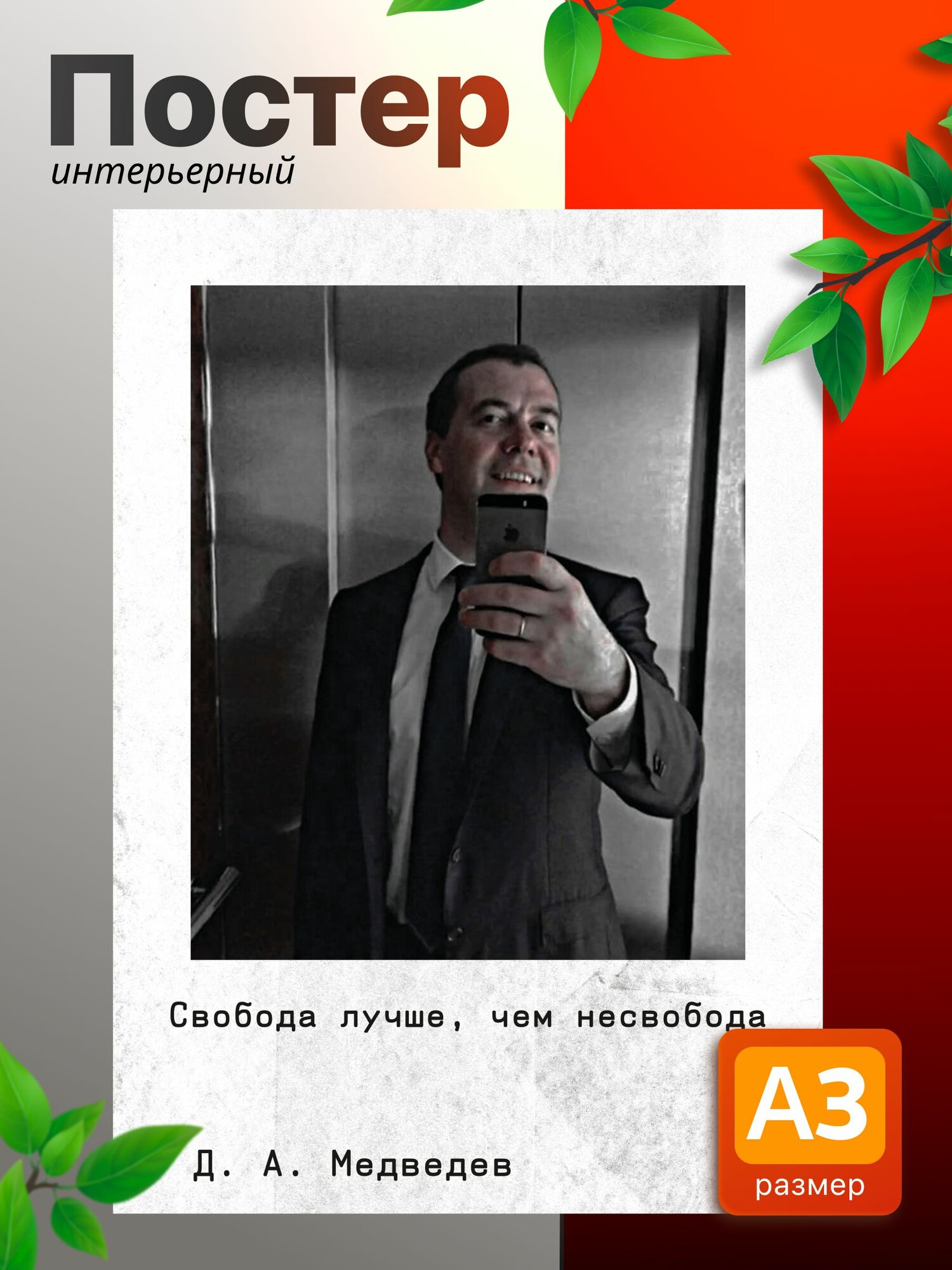Постеры на стену интерьерные Дмитрий Медведев Свобода лучше
