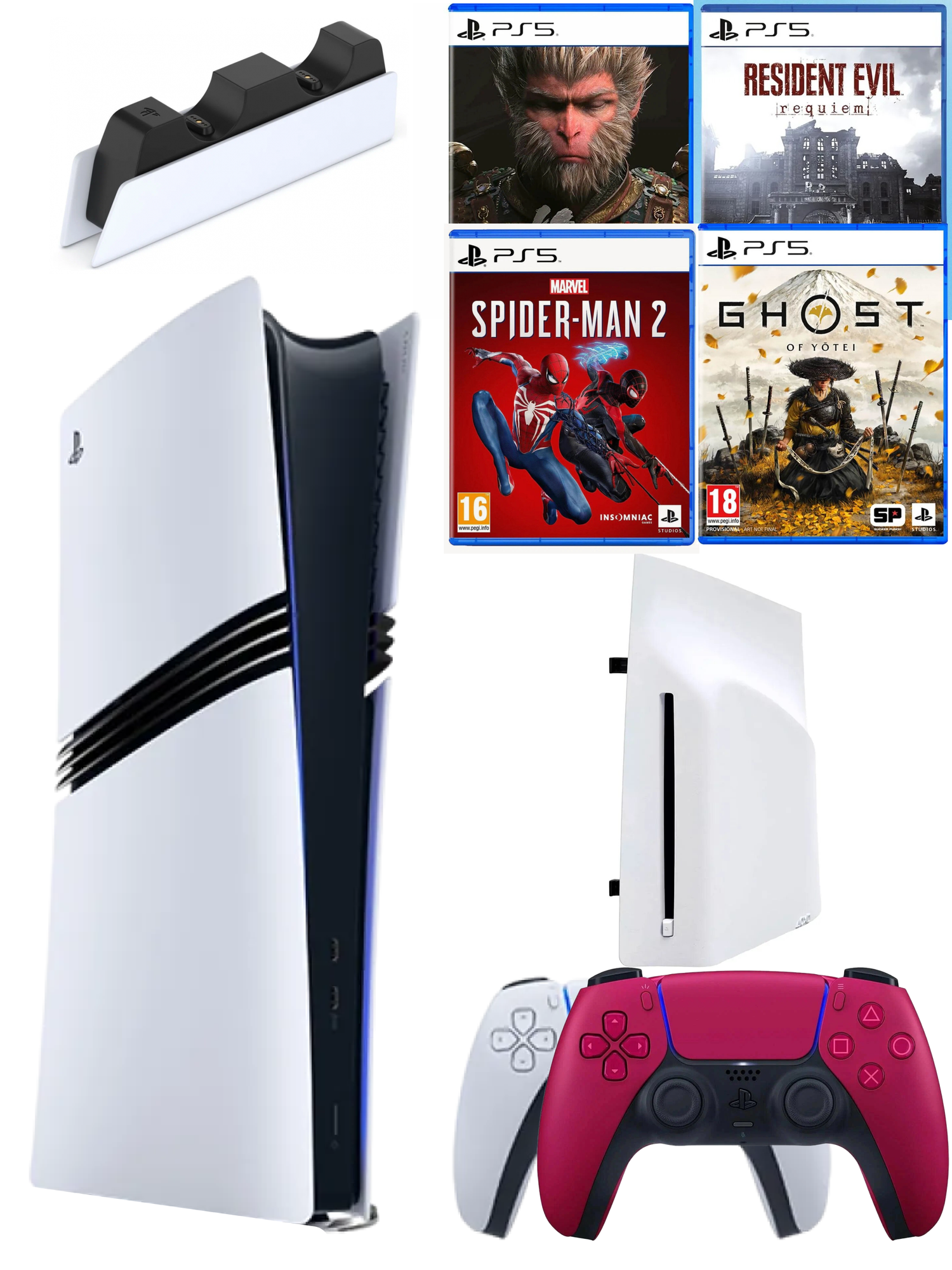 Игровая приставка Sony PS 5 Pro Digital Edition+Зарядная станция+ Дисковод +2-ой геймпад+4 игры , 2Tb SSD