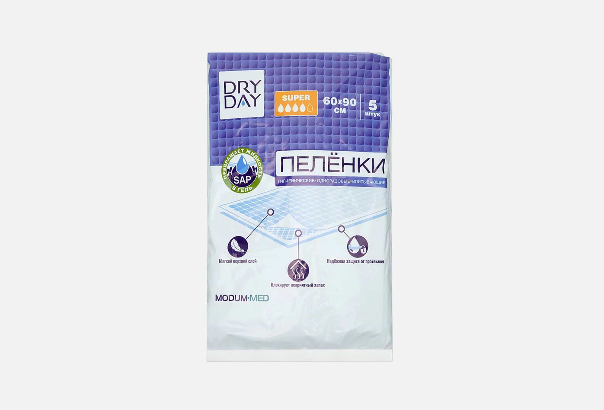 DRY DAY 60x90 Пелёнки гигиенические одноразовые 5 шт