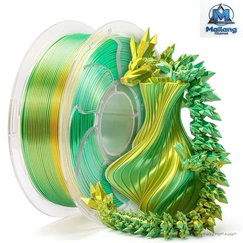Шелковая нить для PLA3d-принтера, блестящая цветная PLA-катушка толщиной 1,75 мм, 250 грамм (0,55 фунта), золотисто-зеленая