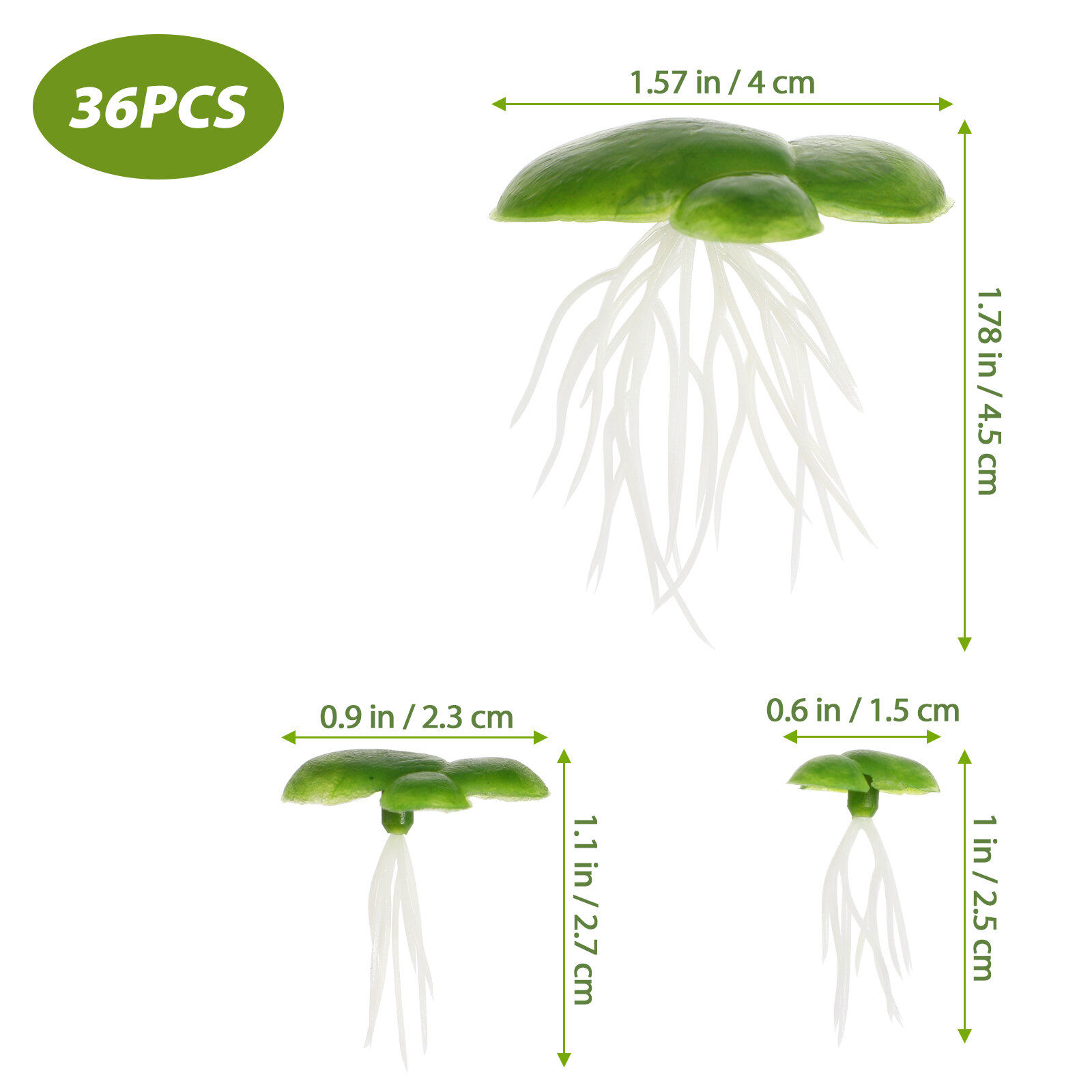 Искусственные Растения Для Аквариума 2 Packs 36PCS Зеленый Размер 2.50X2.50X2.50CM