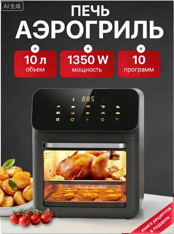 Аэрогриль Аэрогриль3500ВТ, черно-серый