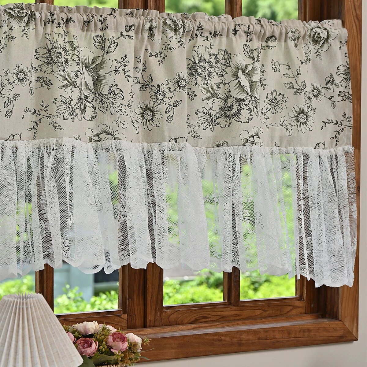 Кружевное короткое кухонное шторка Tatting для полувысокого окна