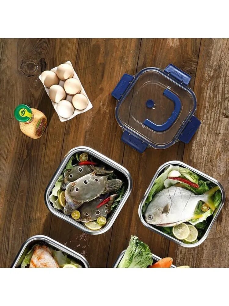 Герметичная коробка для хранения свежих продуктов из нержавеющей стали