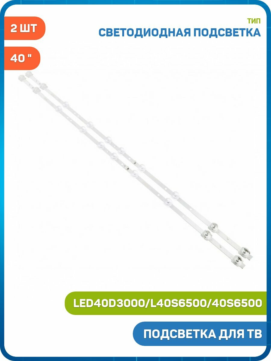 Светодиодная подсветка для телевизоров TCL 40" LED40D3000 / L40S6500 / 40S6500 (комплект 2 шт.)