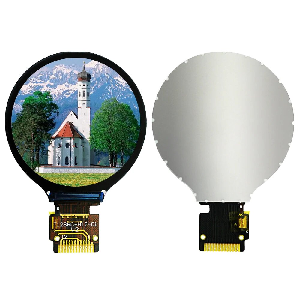 1,28-дюймовый круглый TFT LCD дисплейный модуль GC9A01 240x240 с полным углом обзора, интерфейсом SPI, цветным экраном, миниатюрной круглой панелью