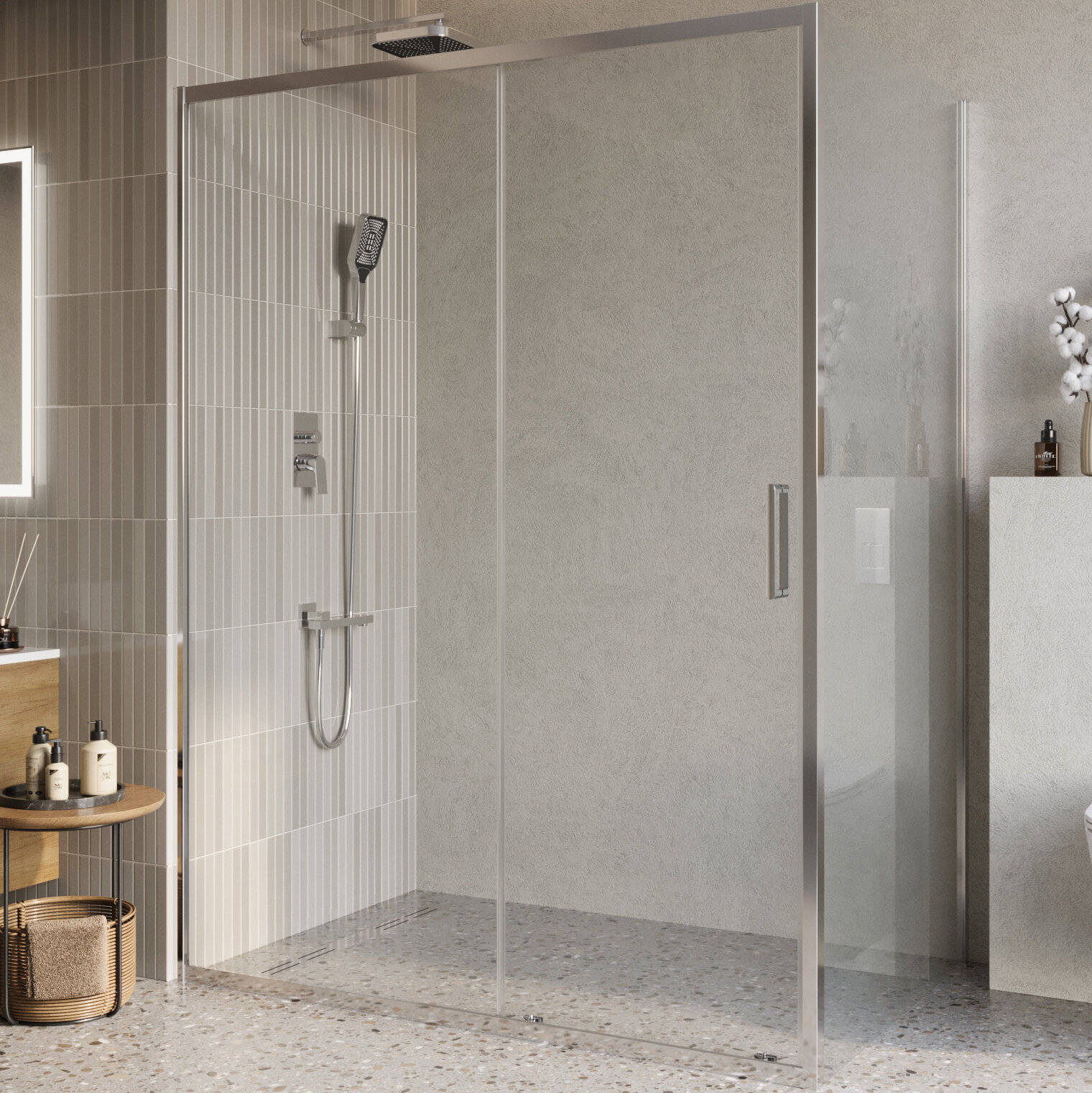 Душевой уголок BelBagno Luce AH-1-150/100-C-Cr профиль хром, стекло прозрачное