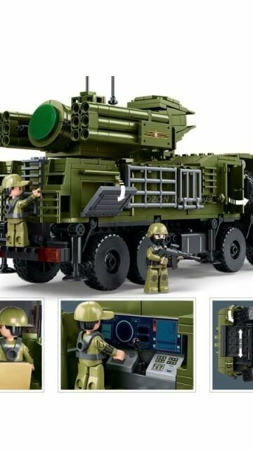 Конструктор Sluban Панцирь-С1 M38-B1252, 659 деталей, ABS-пластик, самоходный зрпк с подвижными колёсами и орудиями, мас — фото 1