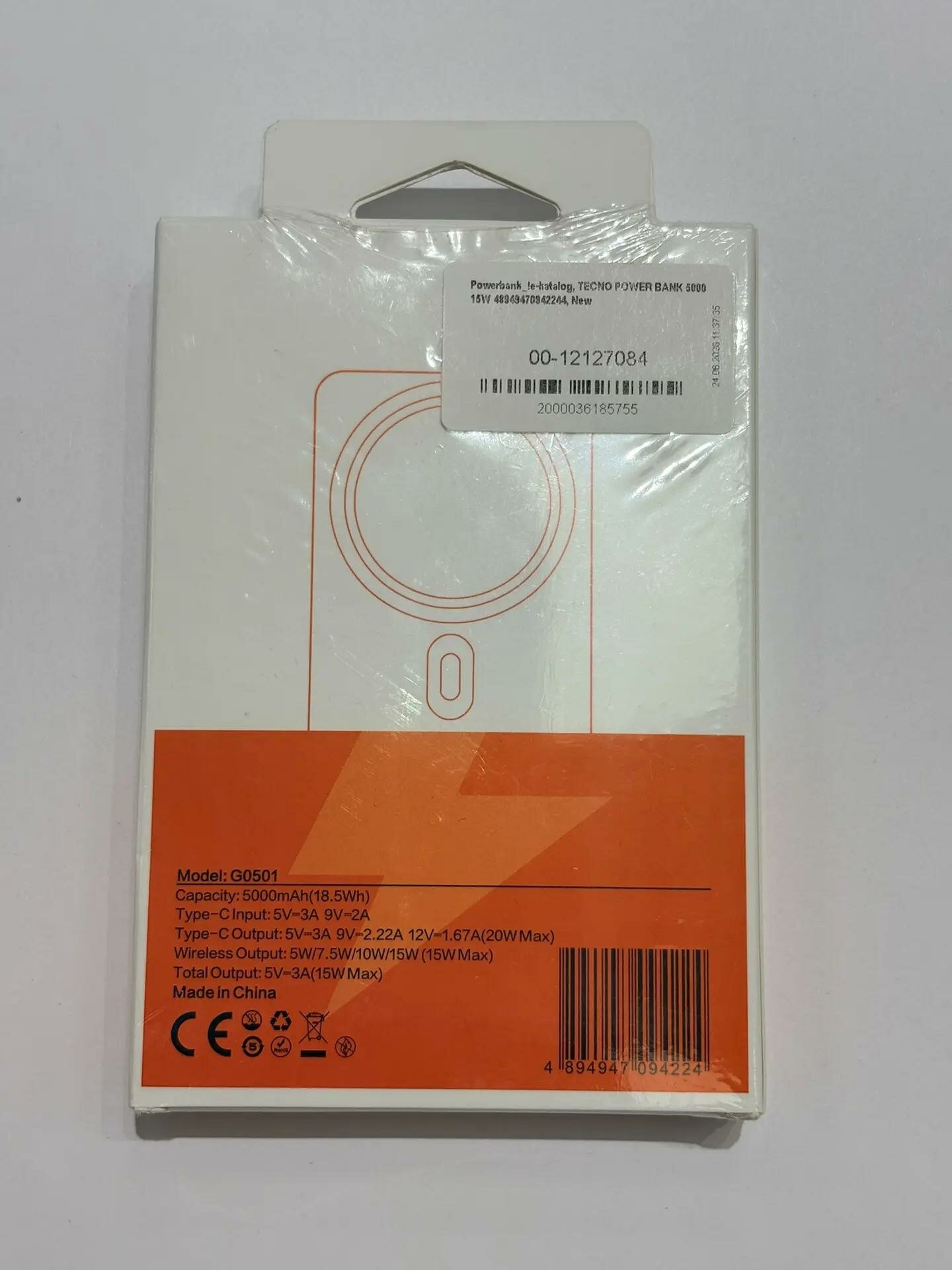 Портативный аккумулятор TECNO POWER BANK 5000 15W