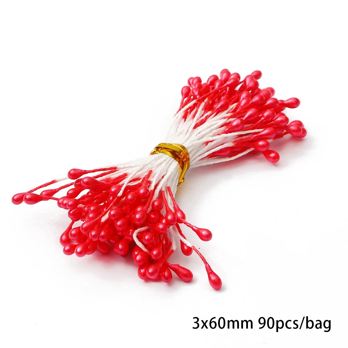 Искусственные цветы красные 3x60mm 90шт