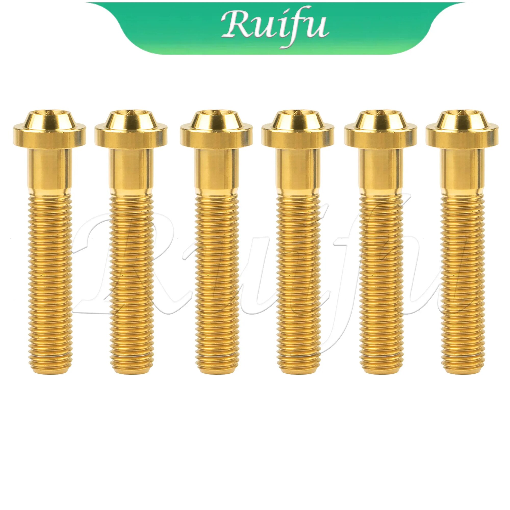 Ruifu титановые болты M10x20 — 65 мм, 6 шт, Torx T45 Pitch 1.25mm, Желтый, Gold, M10X35mm
