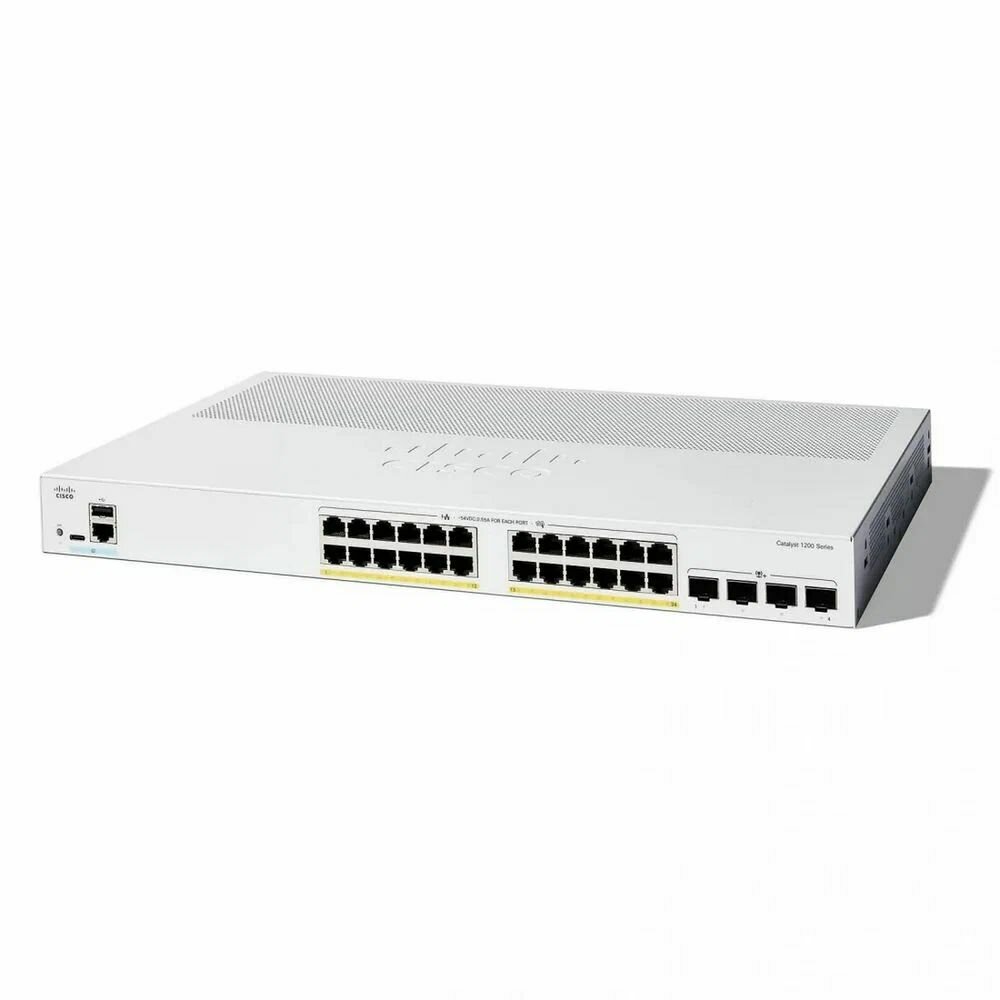 Коммутатор Cisco Catalyst C1200-24P-4X, 24 1 Гбит/с + 4 10 Гбит/с SFP+, управляемый