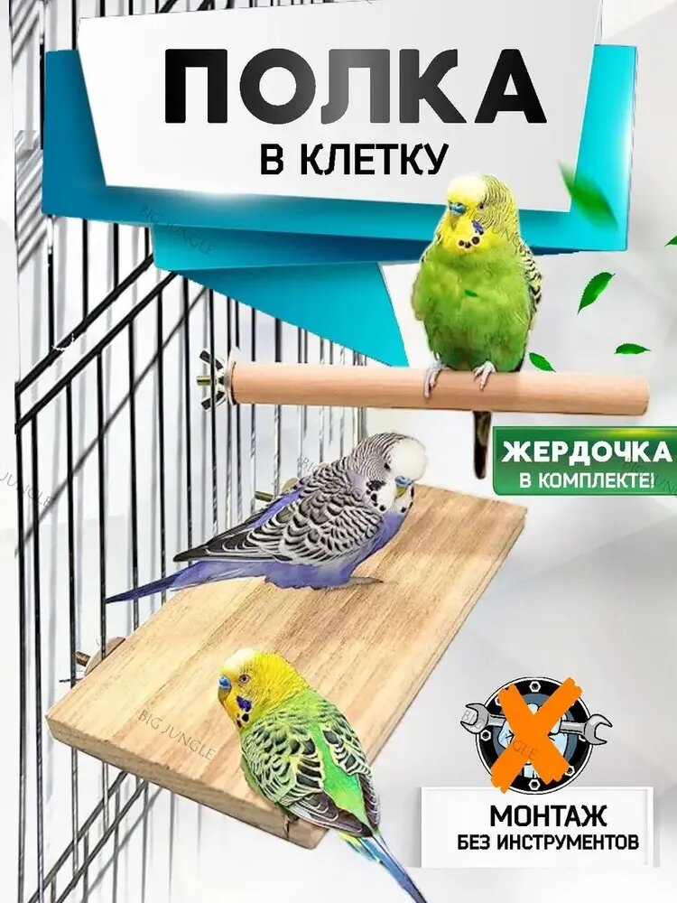 Игрушки для попугаев Big Jungle полка и жердочка для птиц