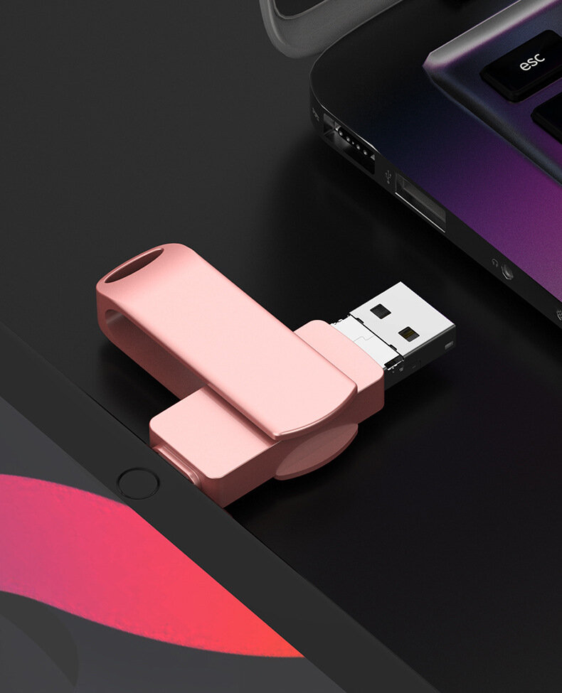 Розовое золото 128 ГБ USB-флешка с быстрой передачей для Android, iPhone, планшетов - Идеальна для резервного