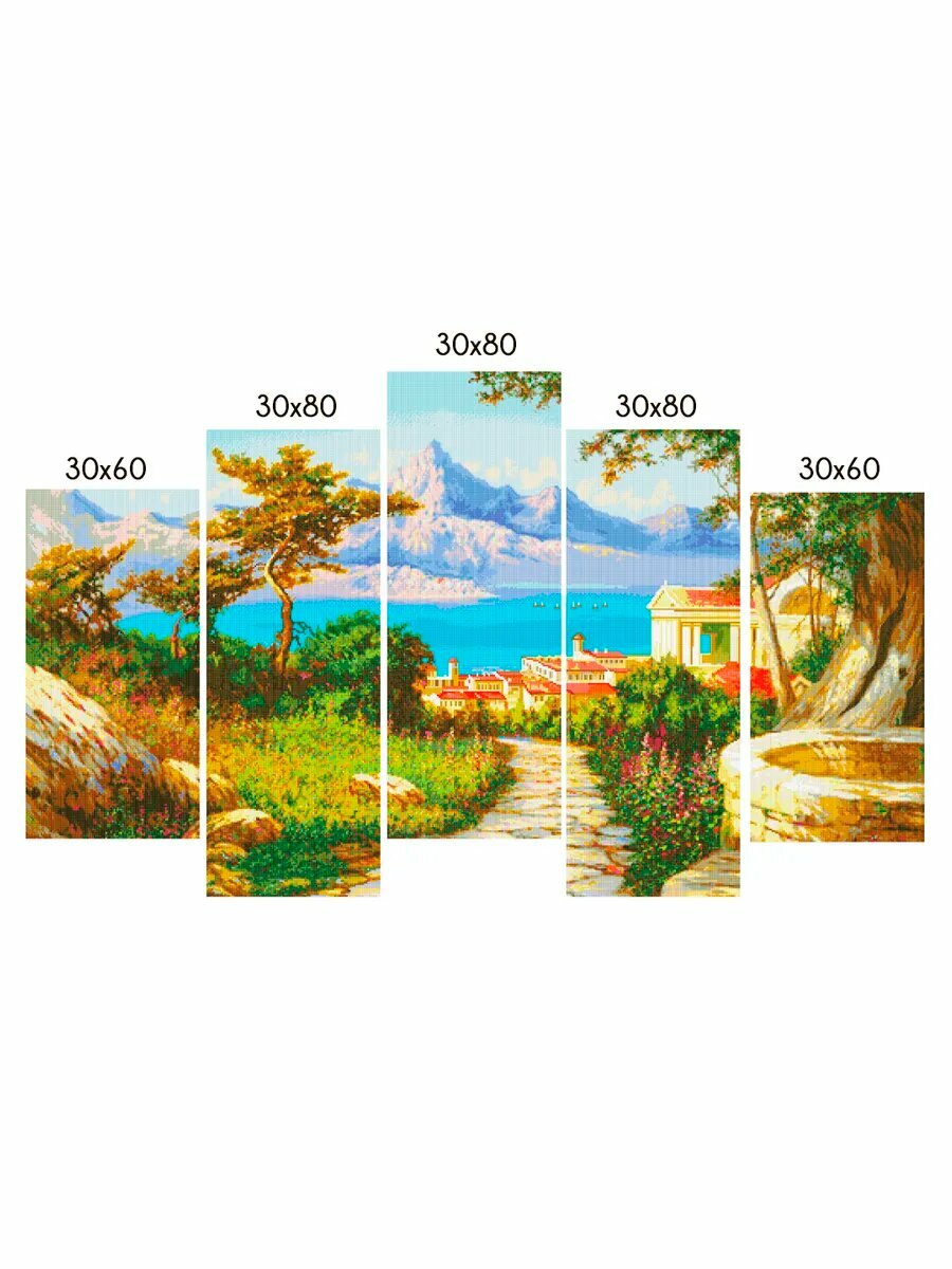 Модульная алмазная мозаика Kubanstar 80x150 см, 5 холстов на подрамнике, полная выкладка, набор для творчества
