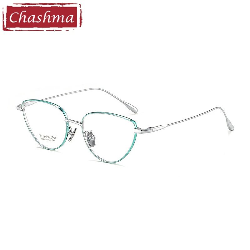 Оправа для очков Chashma титановая кошачий глаз розовое золото Green-Silver, Изумрудный
