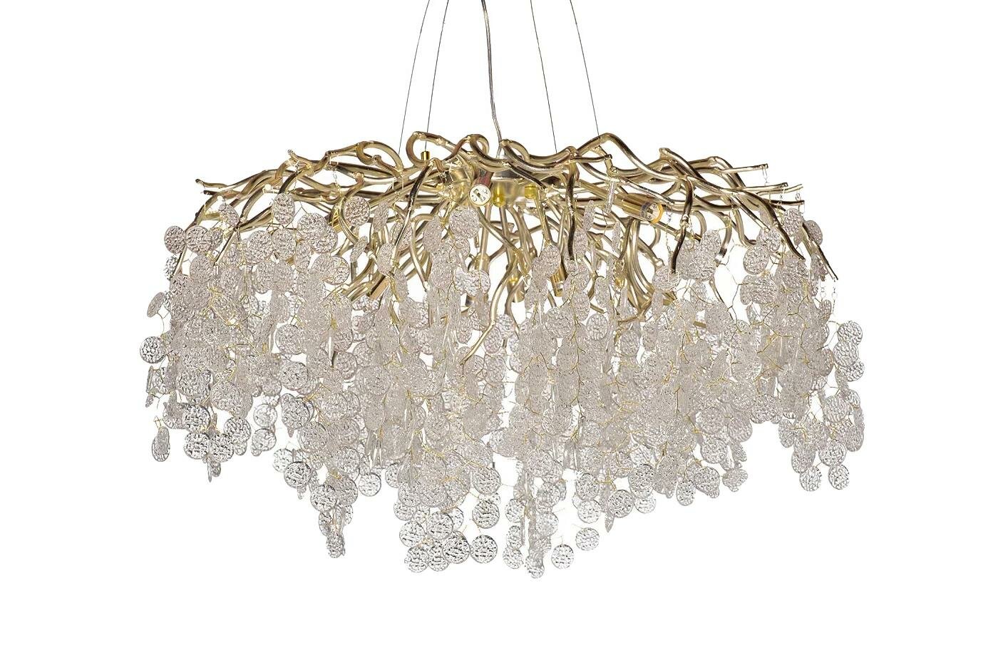 Потолочный светильник Garda Decor 86-90189 Люстра Тенера (Tenera) круглая золото d80*h40см (с леской) арт. 86-90189