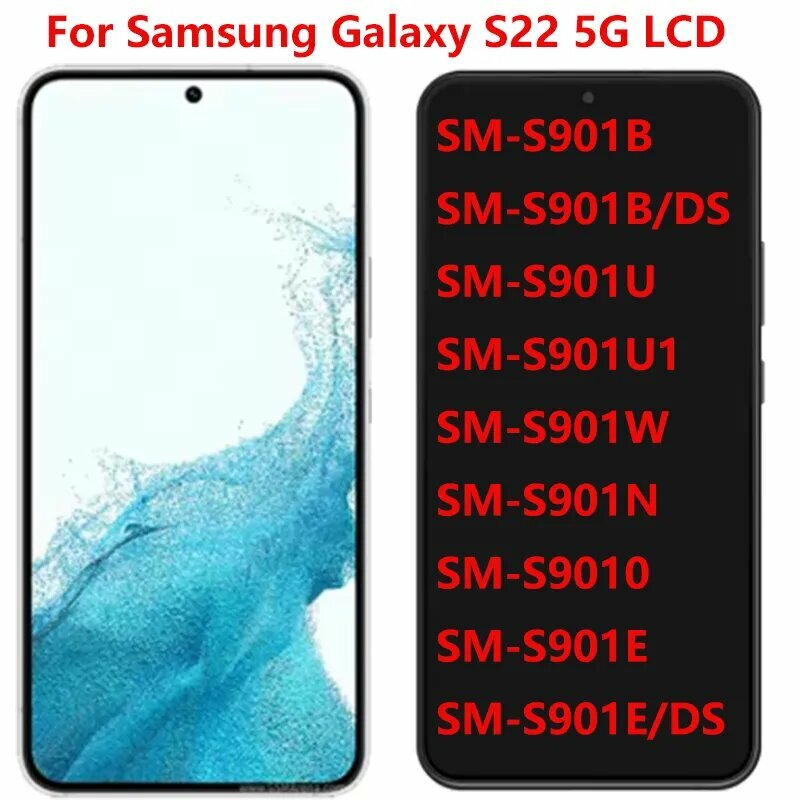 TFT S22 5G экран для Samsung Galaxy S22 SM-S901B S901U S901W S901N S901E, ЖК-дисплей черного цвета с рамкой, сенсорный экран, модуль дисплея в сборе, запасные части для ремонта.