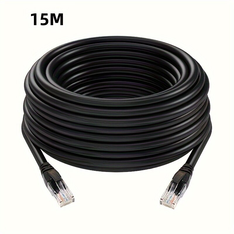 Кабель Ethernet Cat6 высокоскоростной, патч-корд RJ45 с зажимом, 15 м, черный