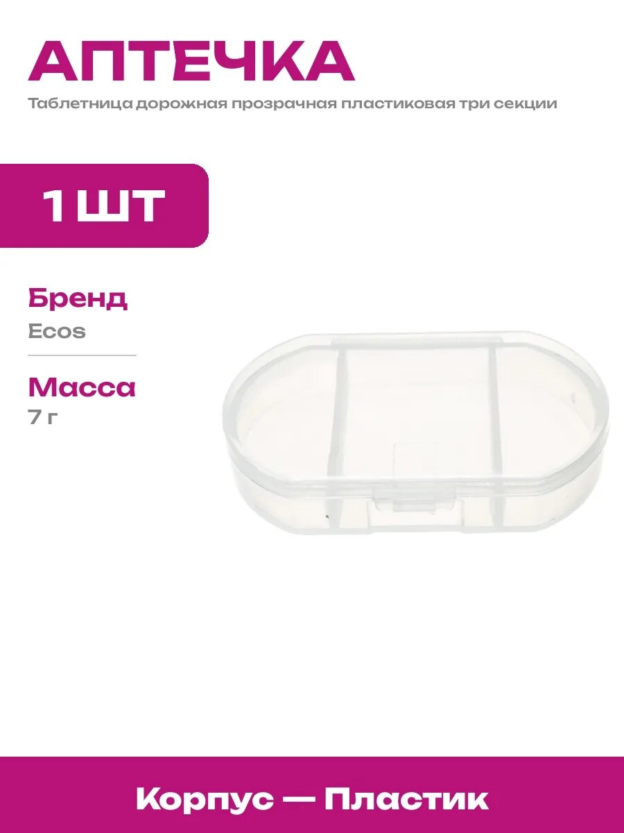 Таблетница пластиковая прозрачная органайзер для таблеток