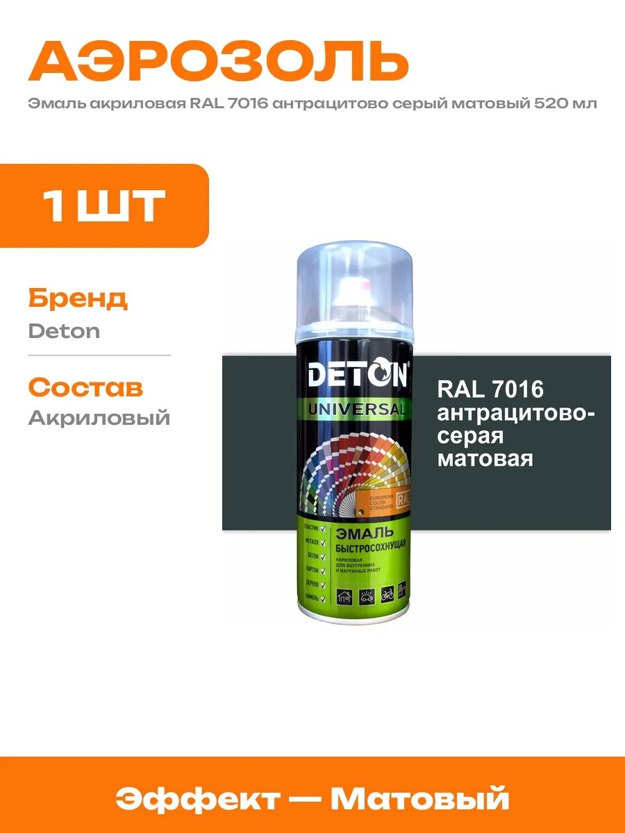 Краска универсальная матовая RAL 7016 аэрозоль 520 мл