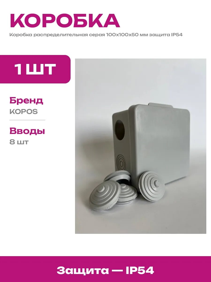 Коробка электрическая 100х100х50 для наружного монтажа серая