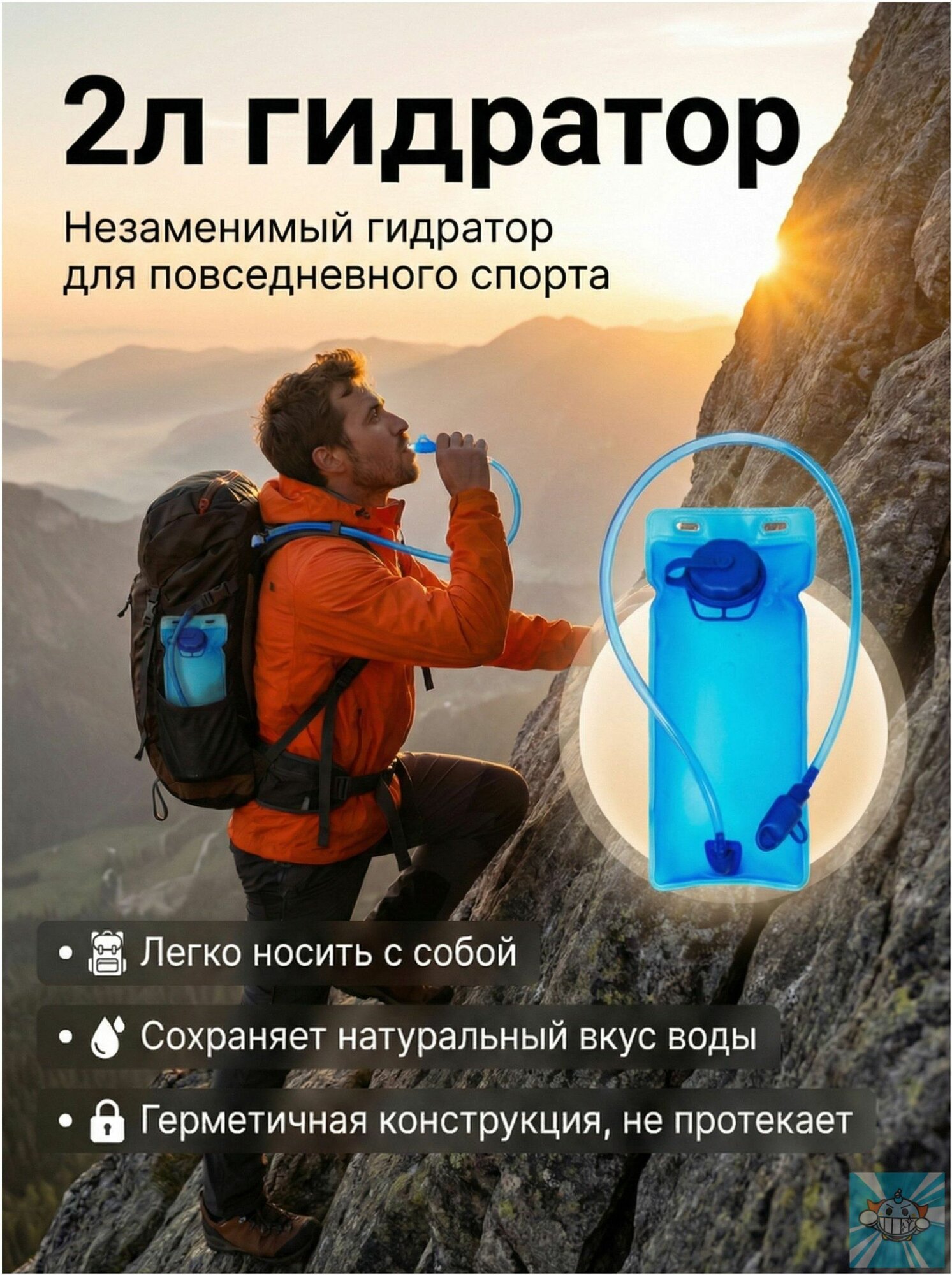 Гидратор 2л, герметичная питьевая система для походов, бега и активного отдыха