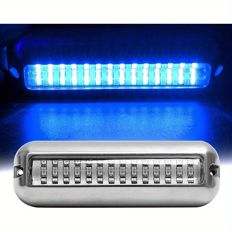 42LED 12V Стерновой светильник для судов и подводных плавучих мостов, из нержавеющей стали, синий, без батареи