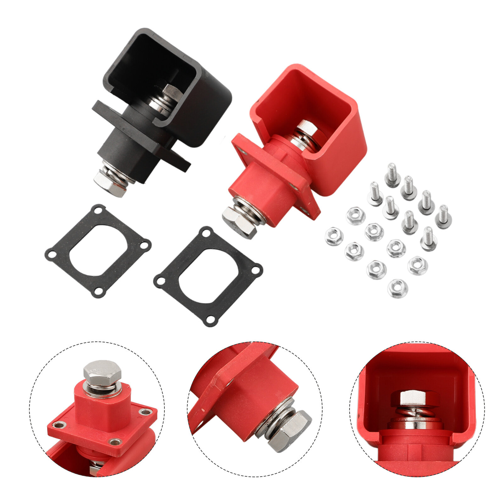 Клеммная колодка 2×300A, медная никелированная, M10, DC500V, PA66, для литиевого аккумулятора, панельный монтаж, Тип A