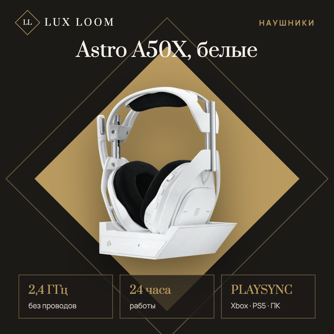 Игровые наушники Logitech Astro A50X, Белые , беспроводные, с док-станцией