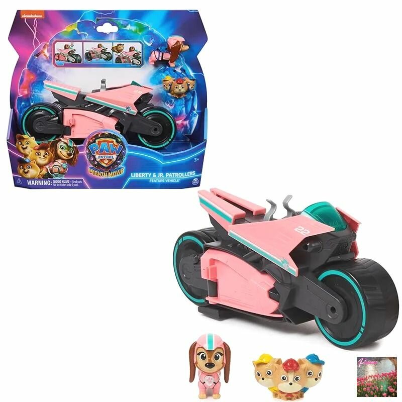 Spin Master Nickelodeon Paw Patrol The Mighty Movie Liberty Jr.Patrollers Feature Vehicle / Детский Деформируемый Набор Игрушек-сюрпризов С Мотоциклом И Мини-моделью Персонажа