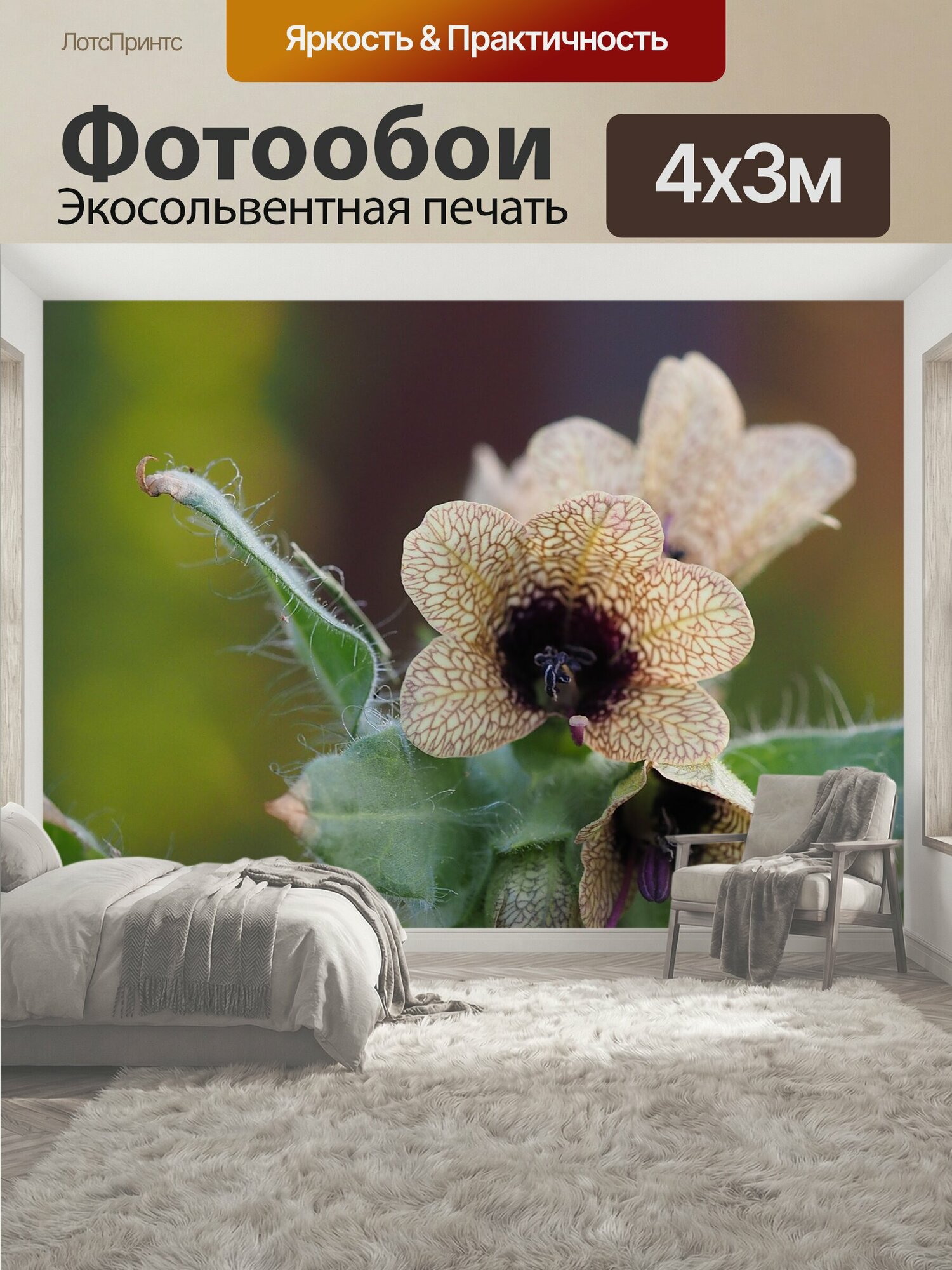 Фотообои "Белена, сорняк, цвести" 400x300 см. экосольвентная печать
