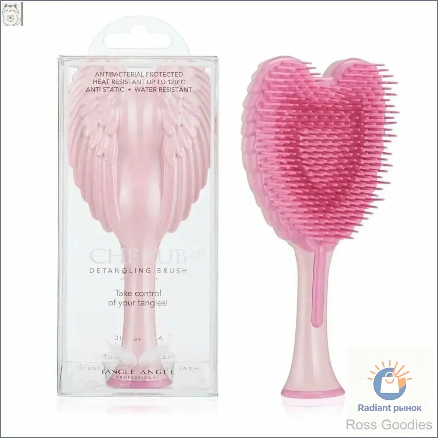Детская массажная расческа Cherub 2.0 Gloss Pink от Tangle Angel, премиумэкземпляр розовая глянцевая премиум