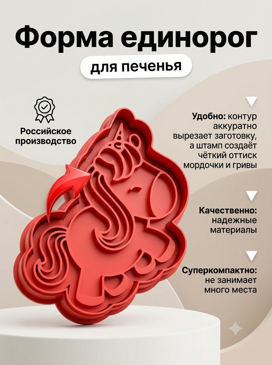 Формочка для печенья единорог штамп многоразовая