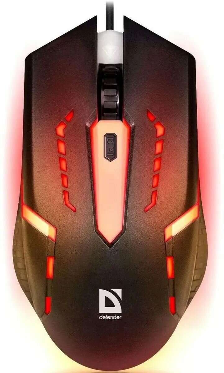 Мышь игровая проводная Defender Flash MB-600L, оптическая, рифленое колесо прокрутки, USB, 4 кнопки, 800-1200dpi, черная (52600)