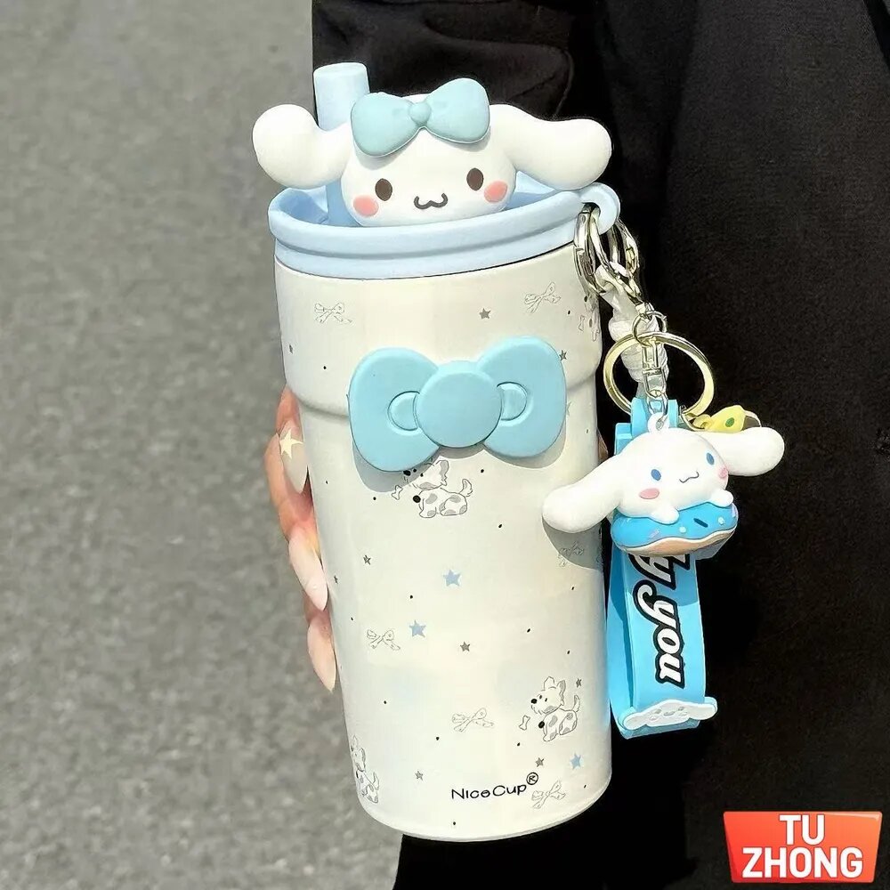 Hello Kitty трубочкой, кружка-кофейник из стали 316, объем 500 мл с брелоком