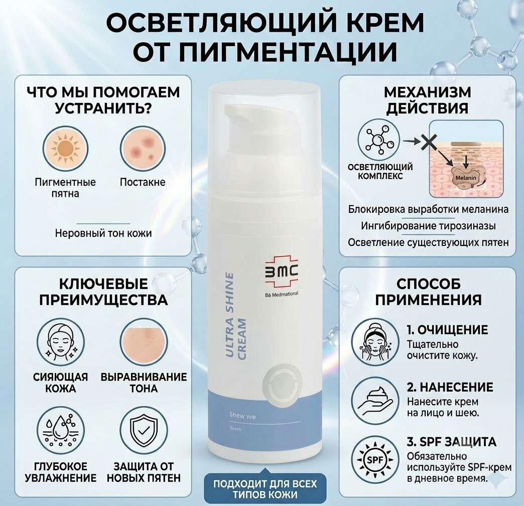 BMC Ultra Shine Cream Bio Medical Care, Осветляющий крем Сияние, 50 мл