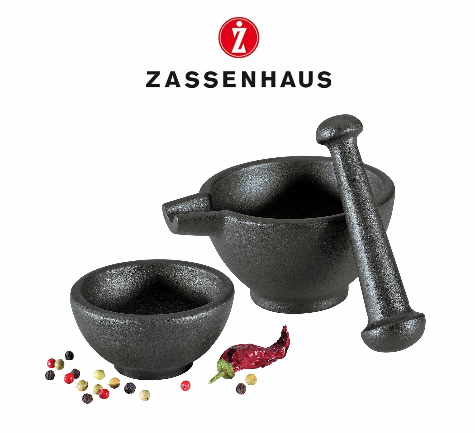 Ступка с пестиком Zassenhaus (Набор из 3-х частей), чугун