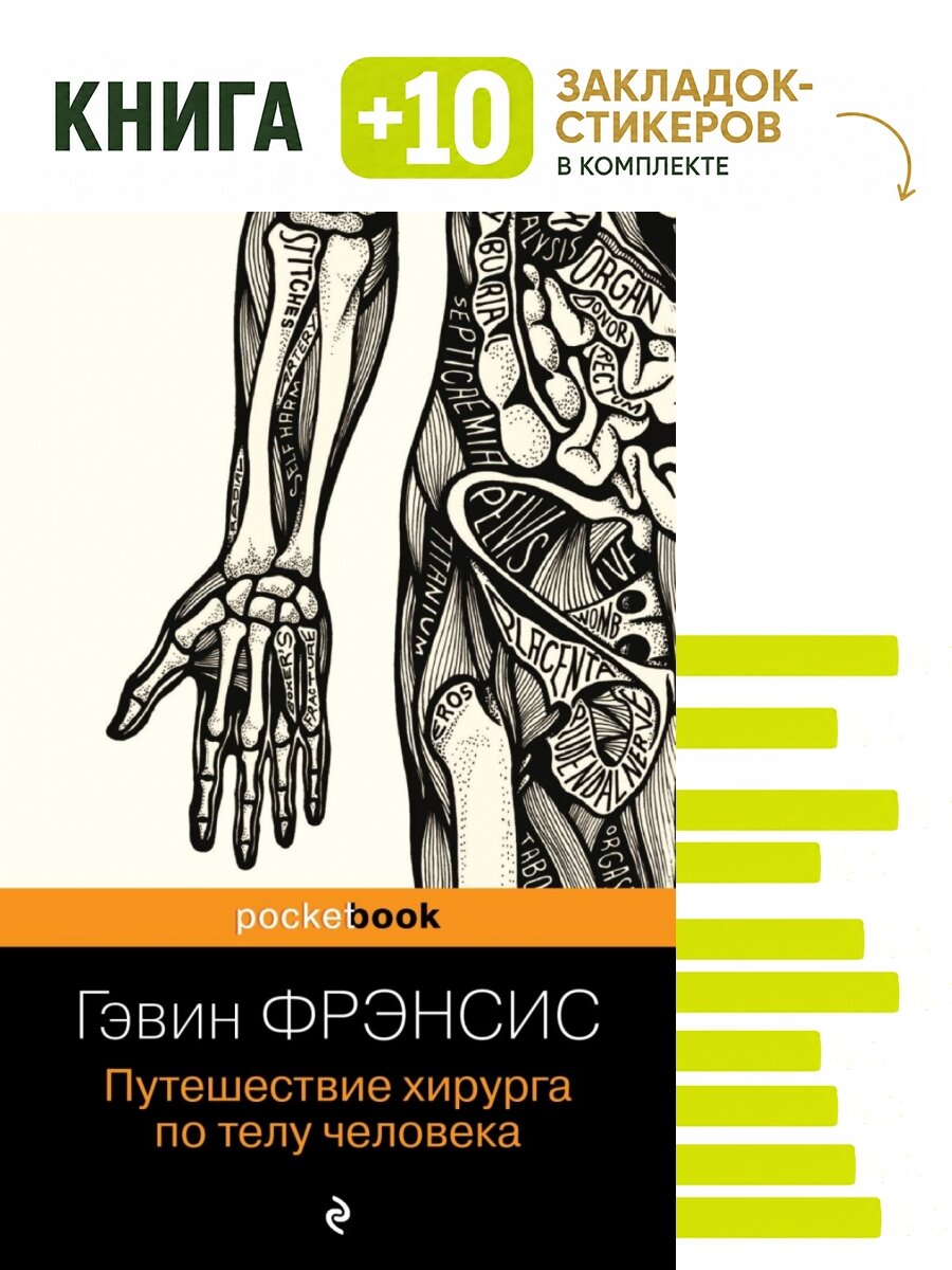Путешествие хирурга по телу человека. Комплект: книга + 10 закладок-стикеров