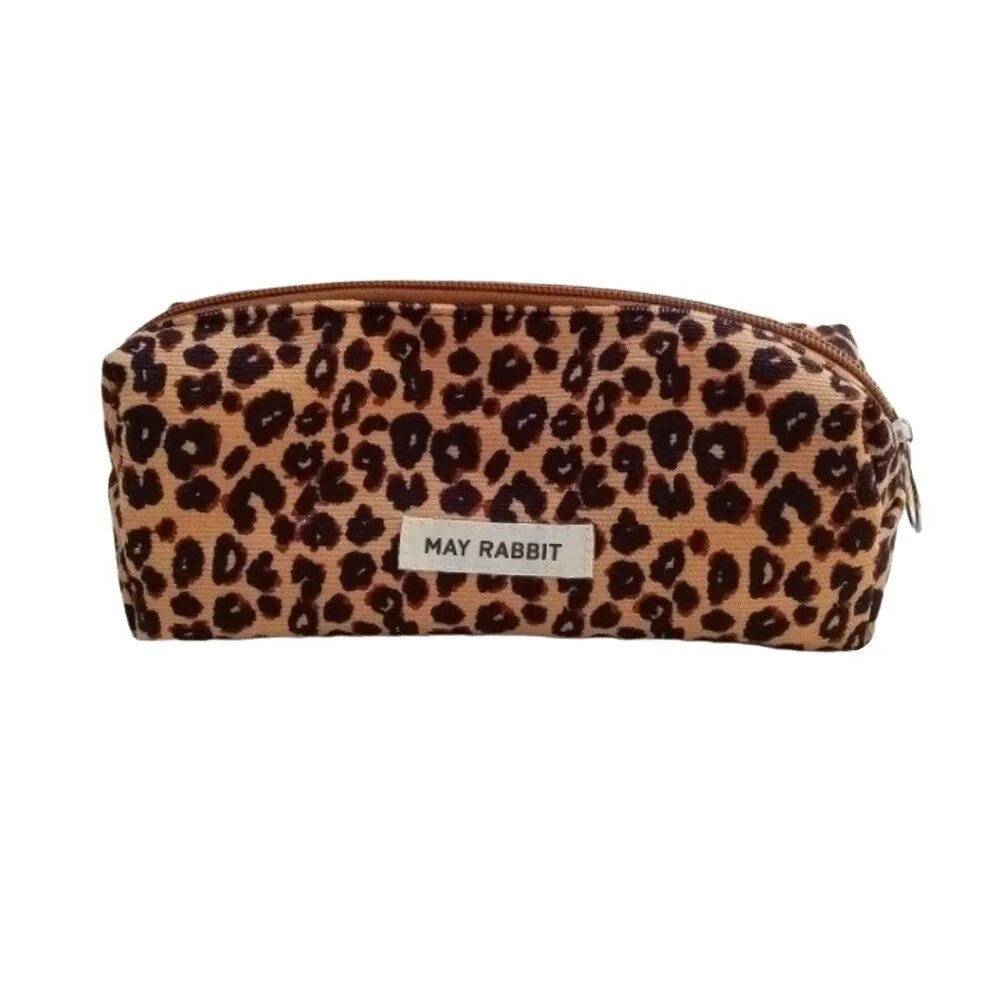 Вельветовый пенал Коричневый, Brown leopard print