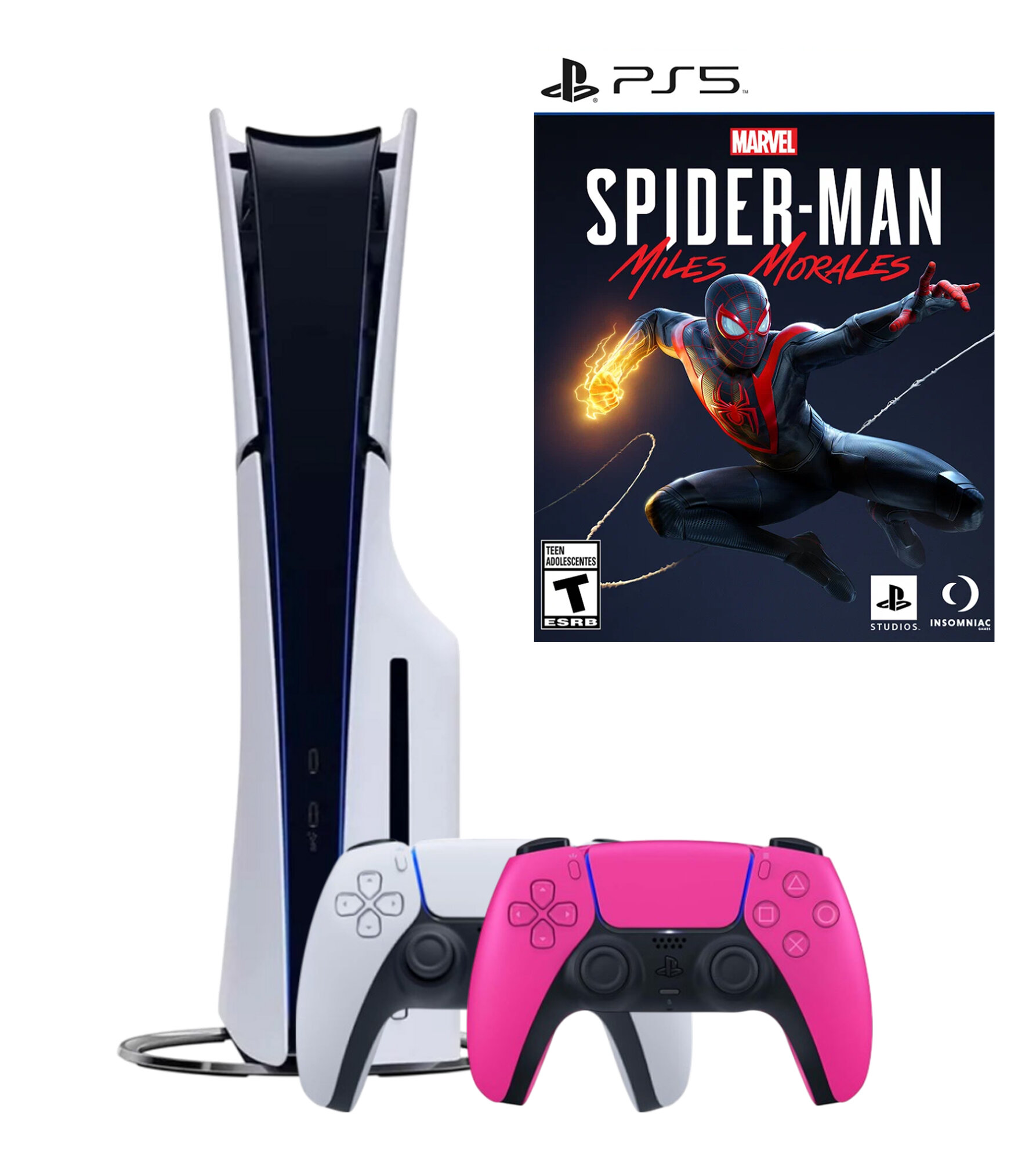 Игровая приставка Sony PS5 Slim + 2й геймпад розовый + игра Spider Man Morales